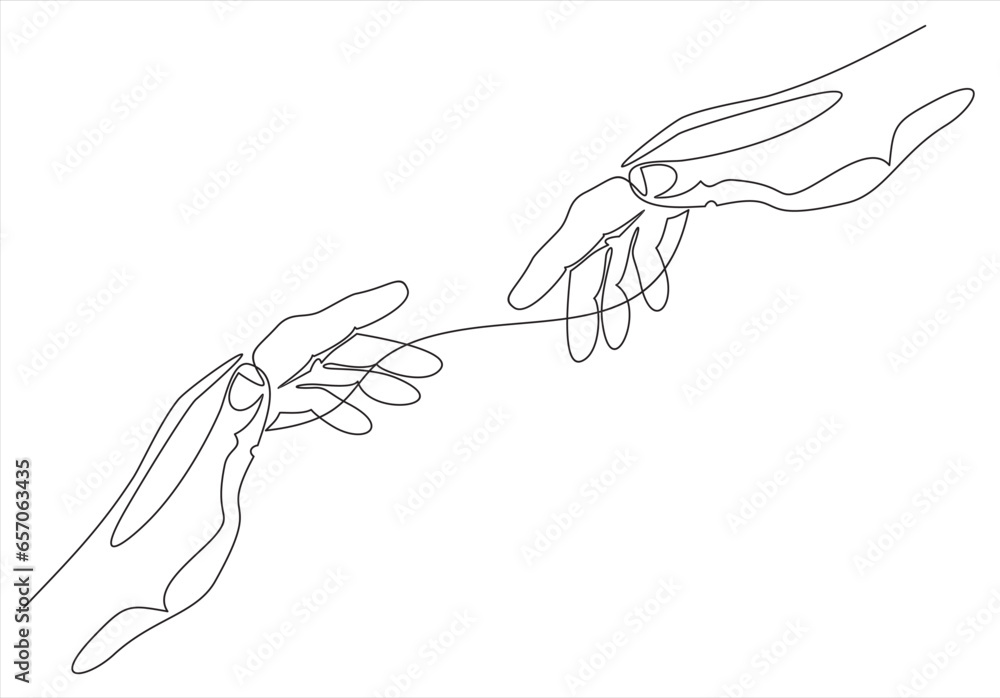 continuous line drawing of hands holding together Stock Vector | Adobe ...