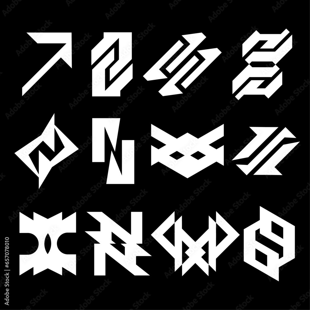 Set of modern neo brutalist abstract logos Stock Vector | Adobe Stock