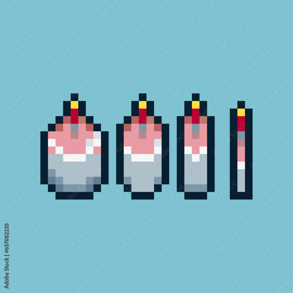 Pixel art sets of candle with variation color item asset. Simple bits ...