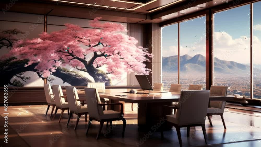Japanese style meeting room interior design with natural views ...