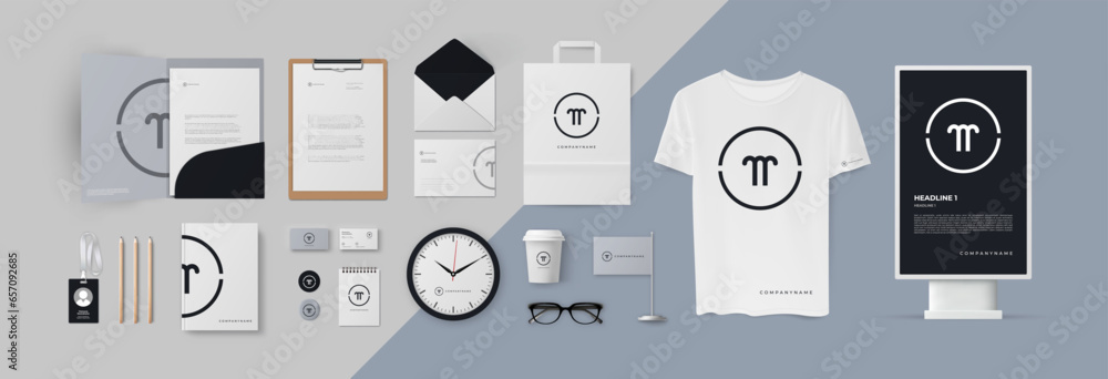 Classic corporate branding template with circle minimal logo and ...