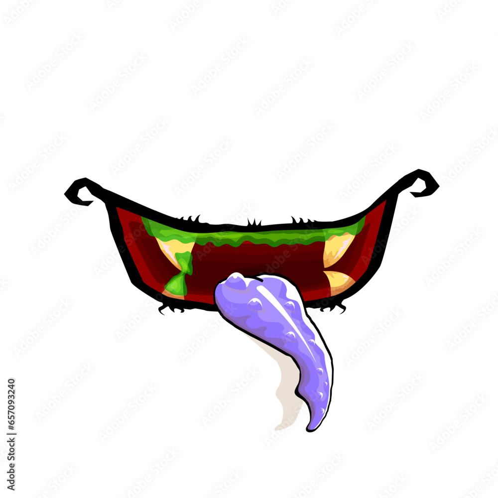 Vector cartoon funny zombie monster open mouth with drooling green ...