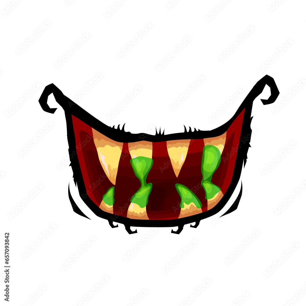 Vector cartoon funny zombie monster open mouth with drooling green ...