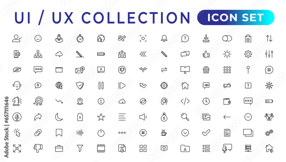 Mega set of ui ux icon set, user interface iconset collection.Set of thin line web icon set ...