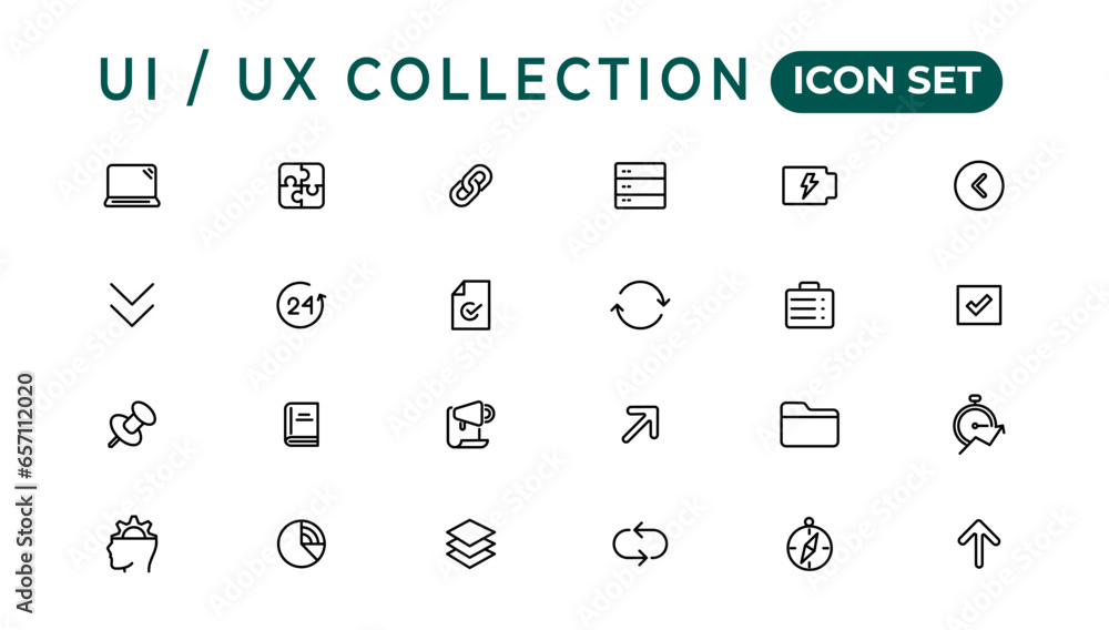 Vetor de Mega set of ui ux icon set, user interface iconset collection.Set of thin line web icon ...