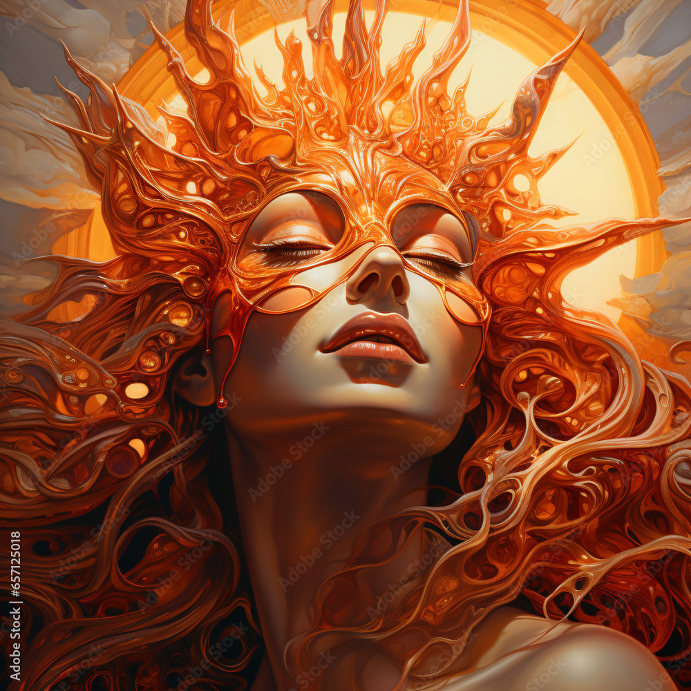 Divine Feminine Goddess Surrounded by a Sun Rays Stock Photo | Adobe Stock