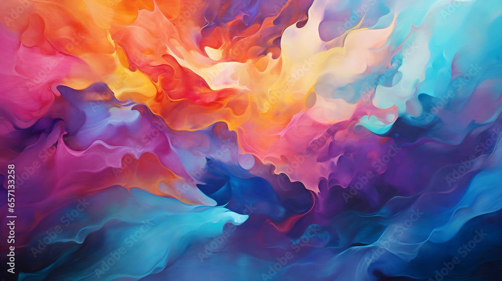 Artist's oil paint palette background texture with a vibrant multi ...