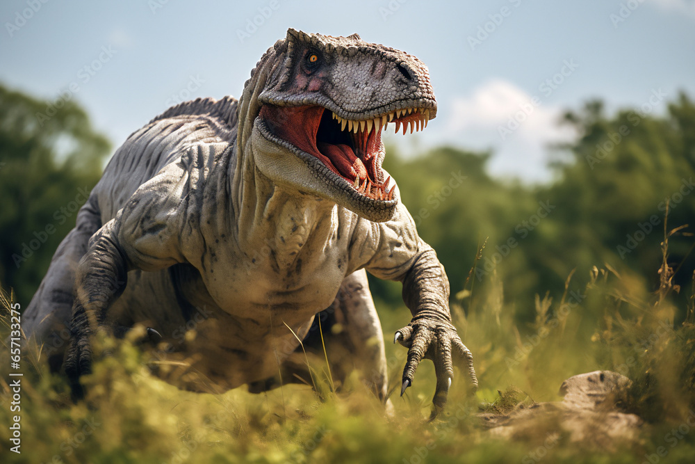 T rex or tyrannosaurus rex a large carnivorous theropod dinosaur of the ...