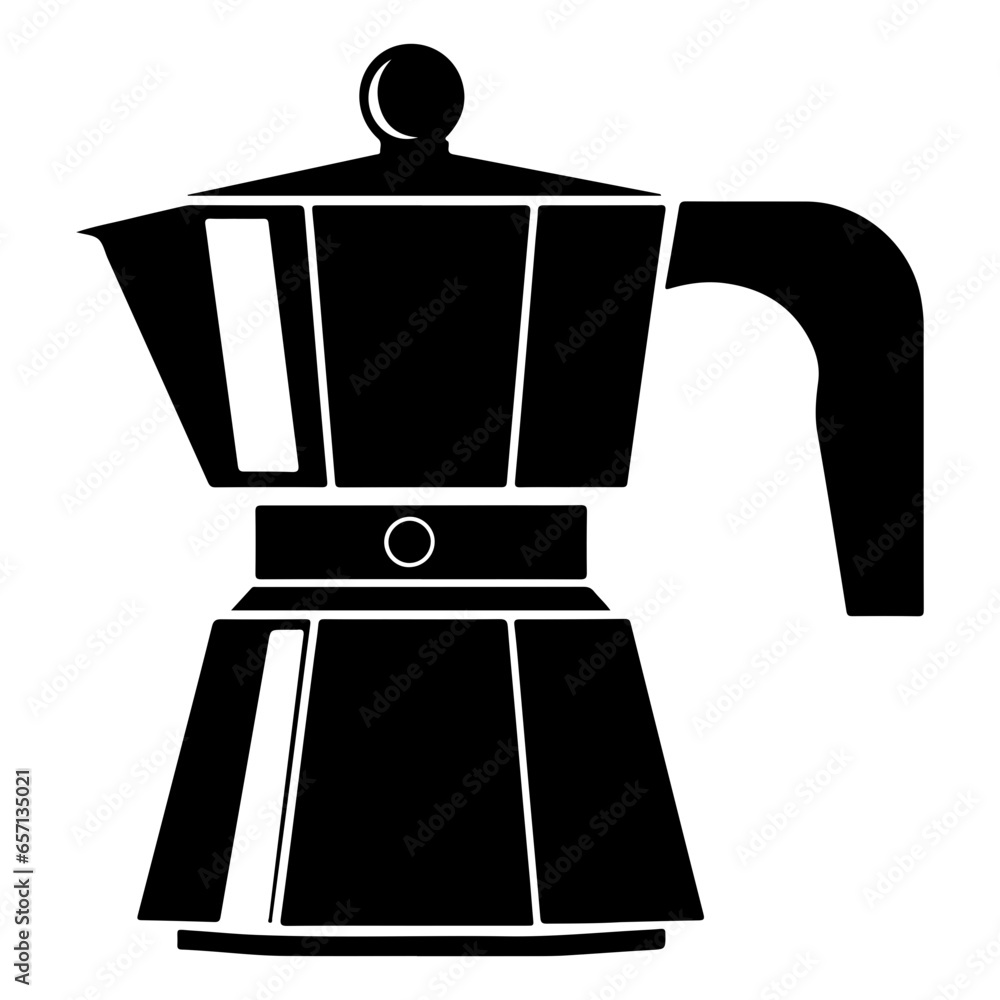 Moka Pot Vector Silhouette. talian coffee maker or moka pot. Stock ...