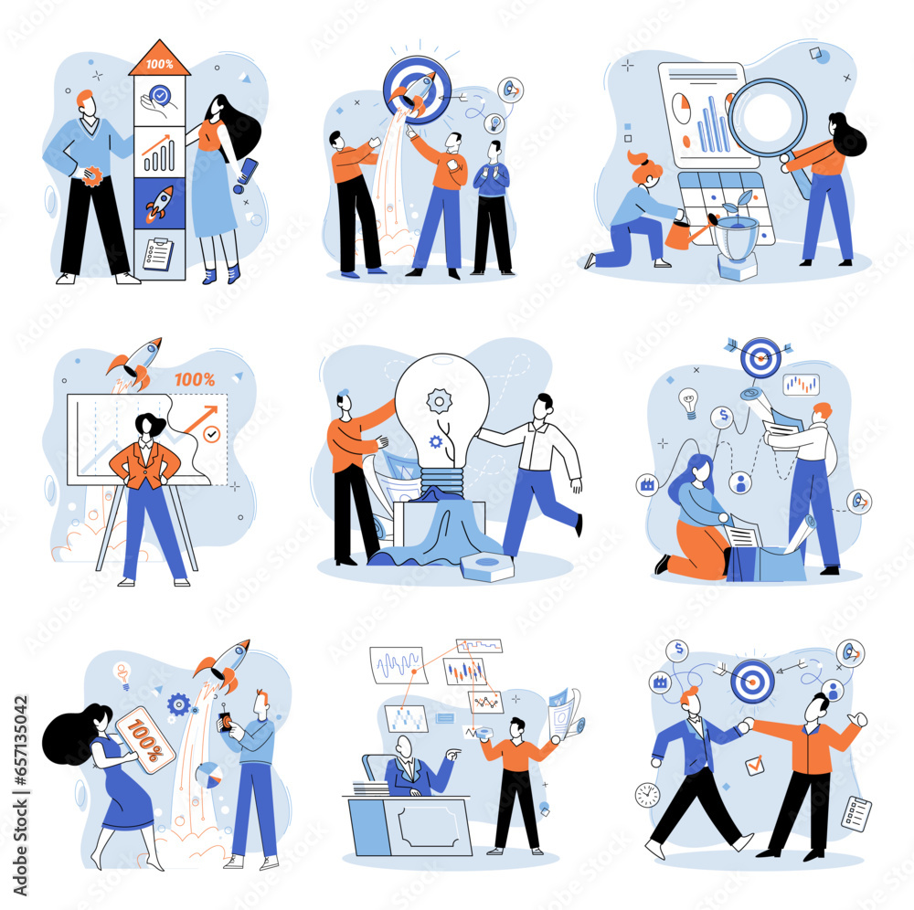 Successful project launch. Vector illustration. Project launch startup ...