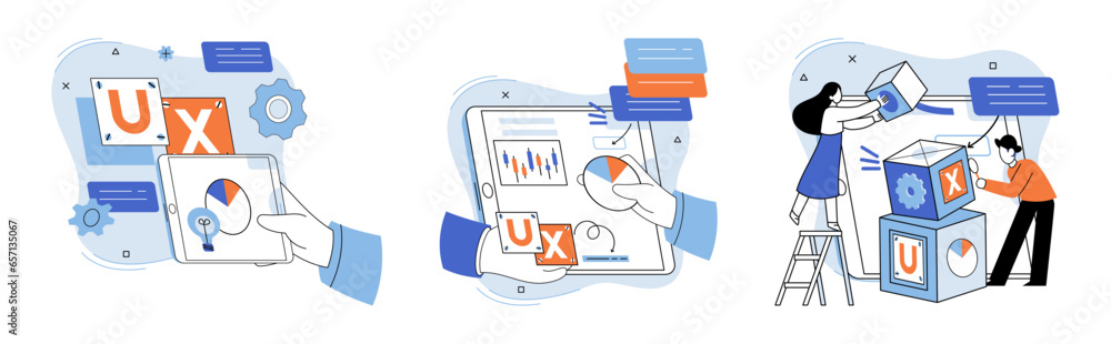 User experience design. Vector illustration. User experience design ...