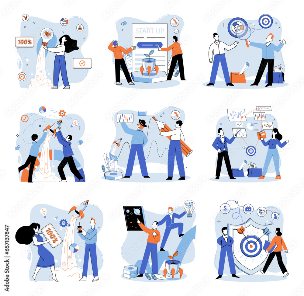 Successful project launch. Vector illustration. Project launch startup ...