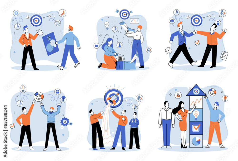 Successful project launch. Vector illustration. A development project ... Successful project launch. Vector illustration. A development project ...