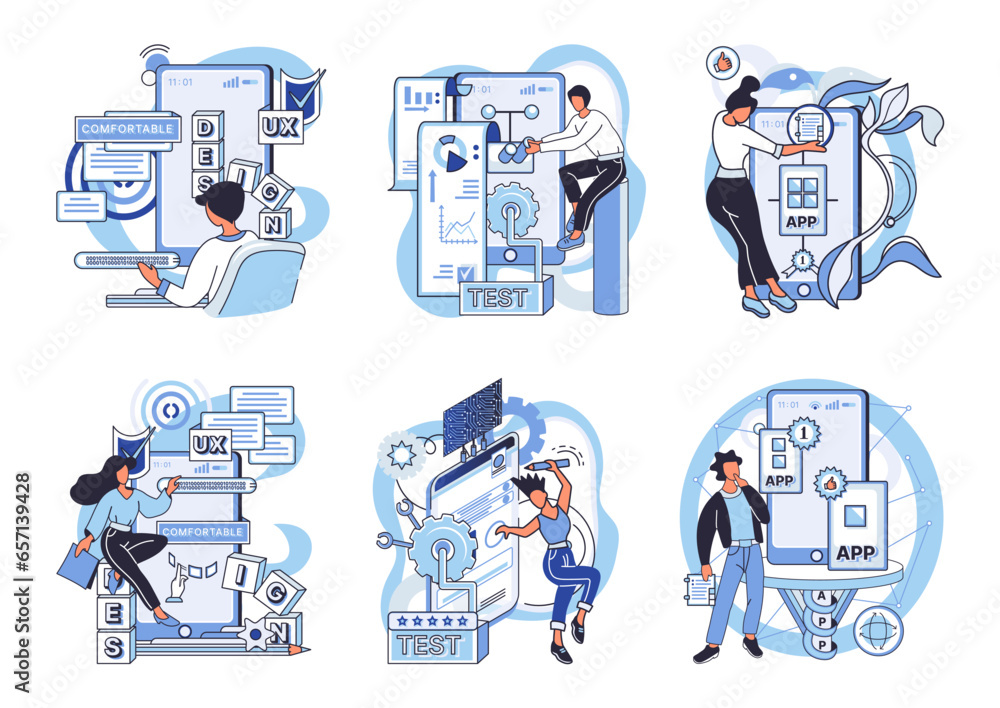 Application Testing Metaphor Vector Illustration Software Testing Cleaner That Sweeps