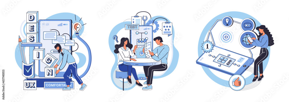 Application Testing Metaphor Vector Illustration Software Testing Defensive Line Safeguarding