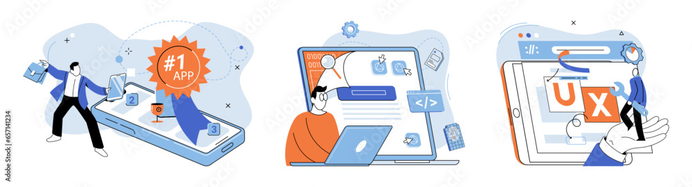 Application Testing Metaphor Vector Illustration Application Testing Refining Process For