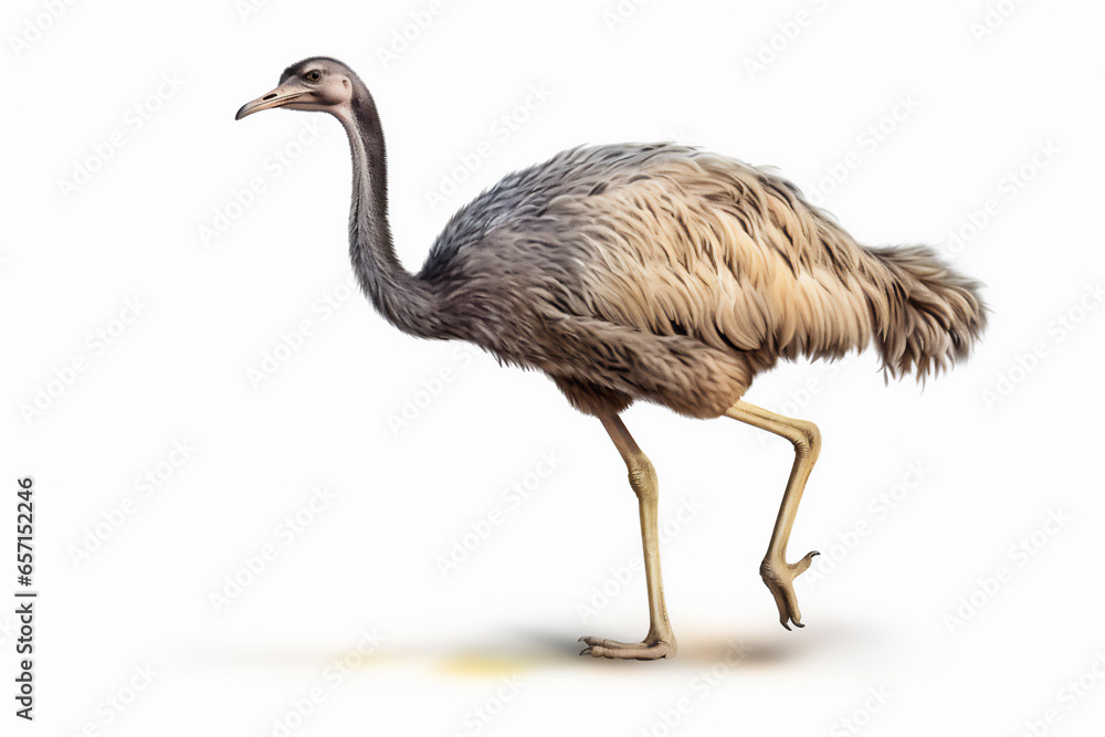 running or standing ostrich with realistic illustration isolated on ...