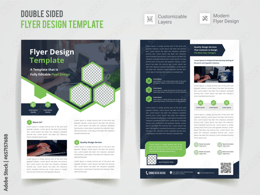 Fully Editable Double Sided Flyer Design template Stock Vector | Adobe ...
