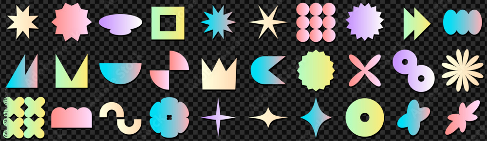 Geometric gradient figures in the style of brutalism. Trendy geometry ...
