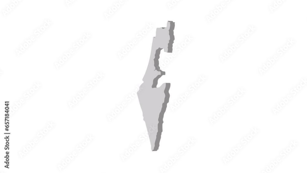 Israel map 3d grey on white background. Dynamic 4K animation motion ...