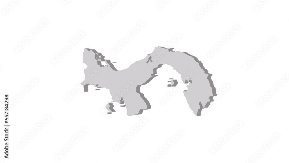 Panama map 3d grey on white background. Dynamic 4K animation motion ...