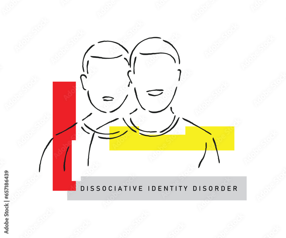 illustration of a person having dissociative disorder. line art vector ...