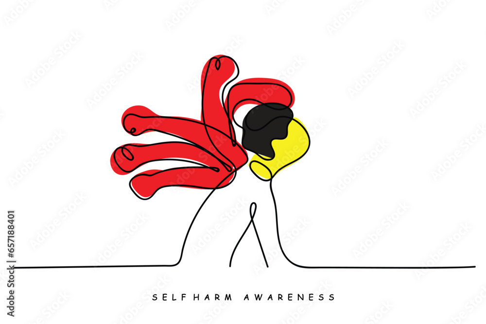 continuous line art of self harm awareness day art. Self harm awareness ...