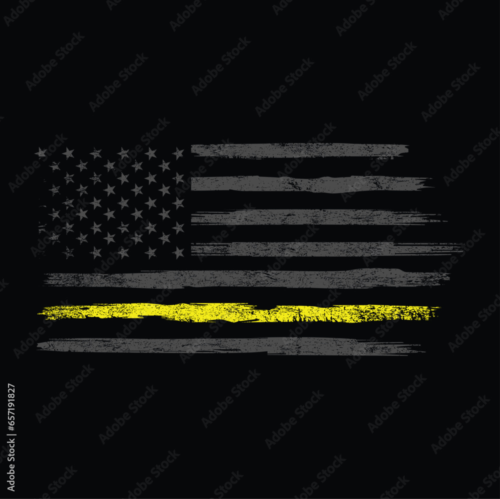 Thin Yellow Line Flag Emergency Dispatchers Flag T-Shirt Vector ...
