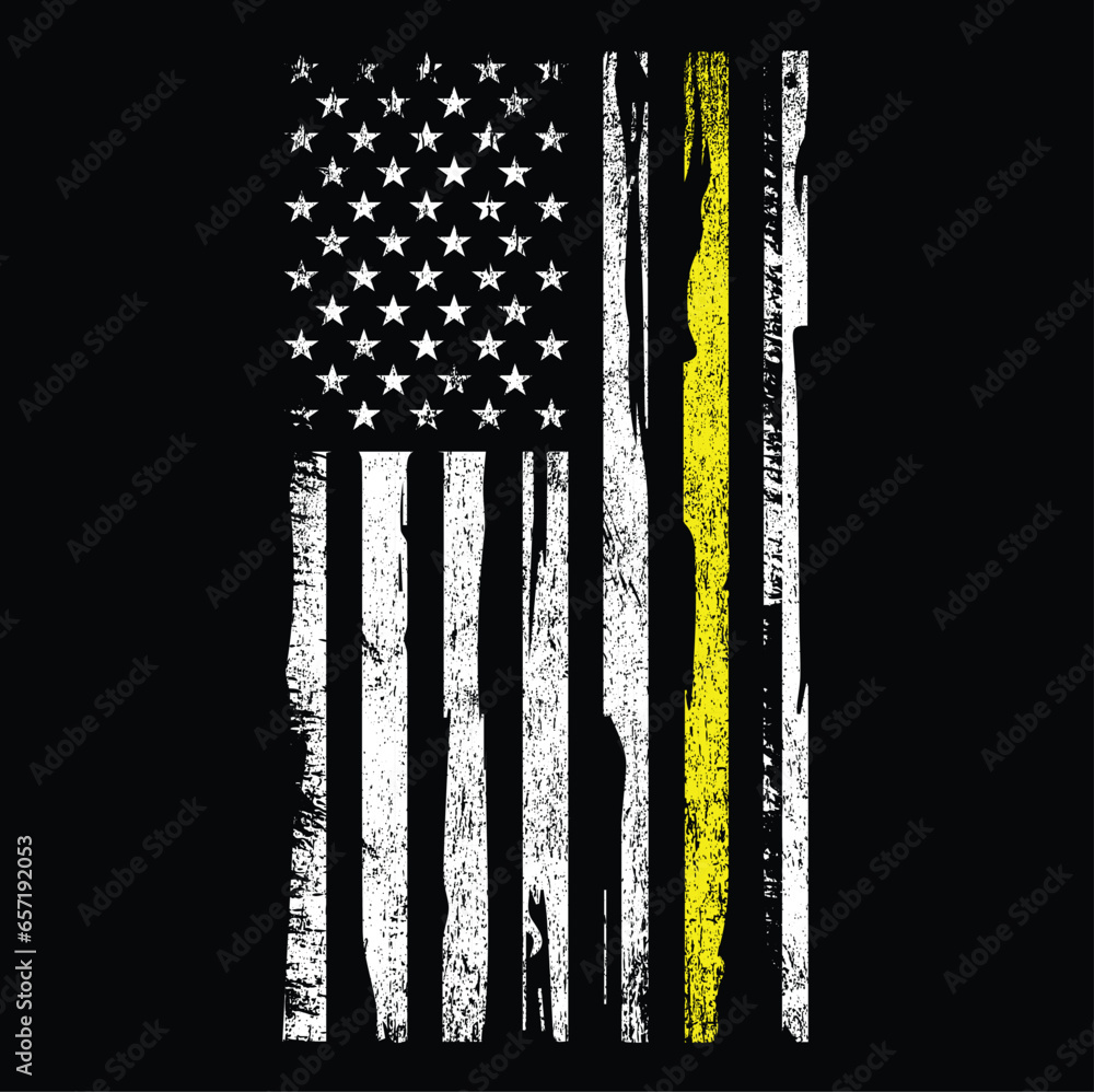 Thin Yellow Line Flag Emergency Dispatchers Flag T-Shirt Vector ...