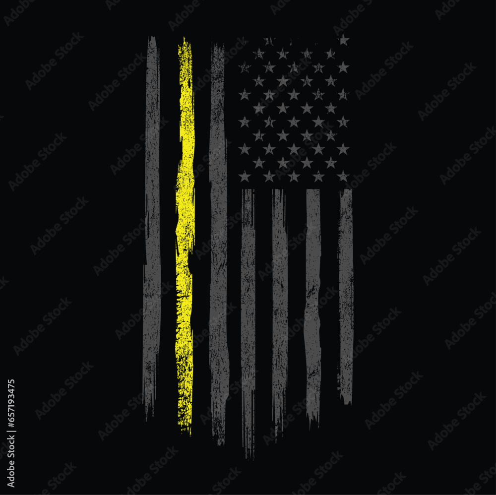 Thin Yellow Line Flag Emergency Dispatchers Flag T-Shirt Vector ...