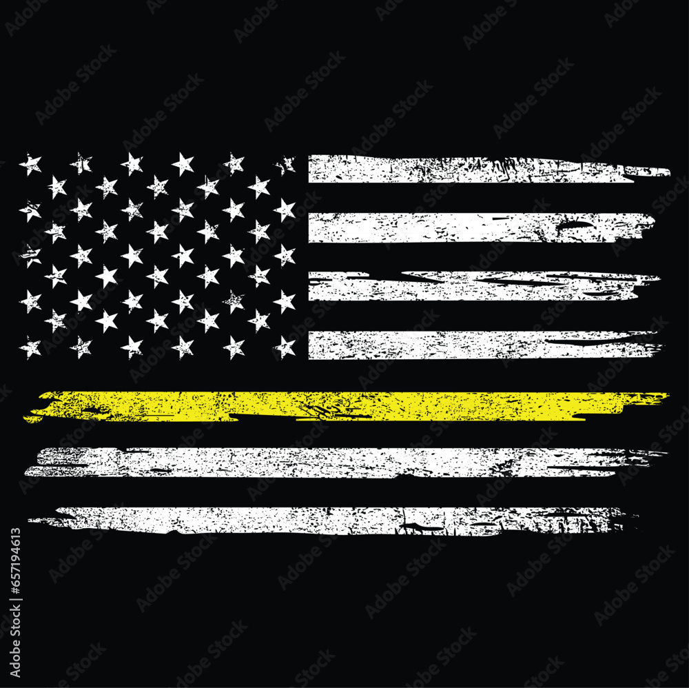 Thin Yellow Line Flag Emergency Dispatchers Flag T-Shirt Vector ...
