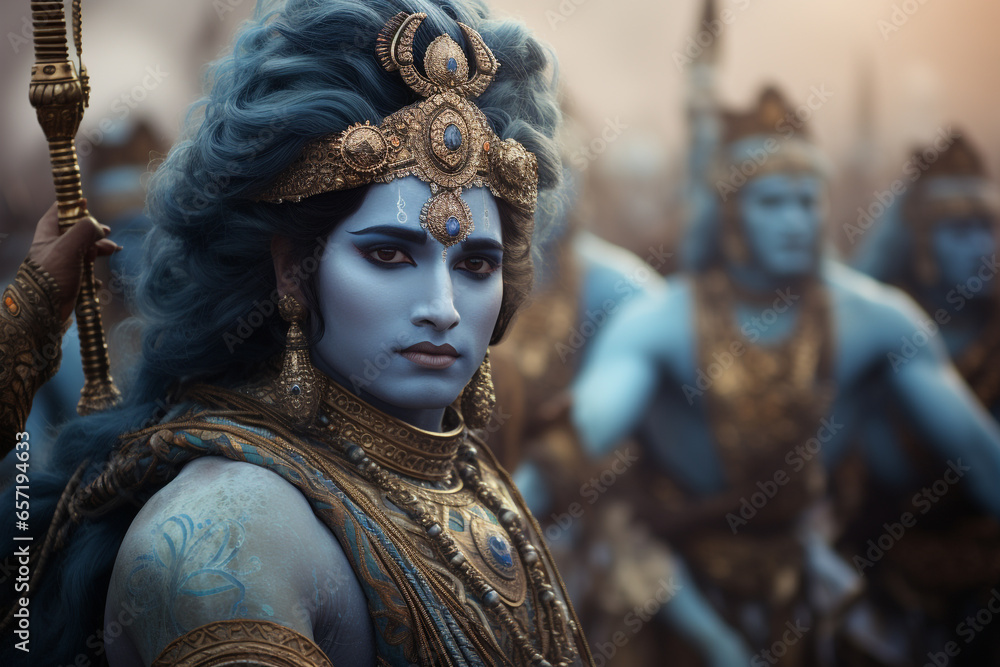 Culture and religious, states of mind concept. Lord Hindu god Krishna ...