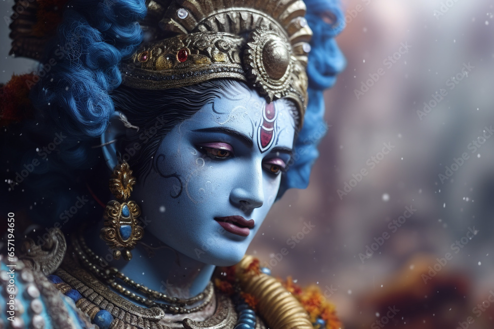 Culture and religious, states of mind concept. Lord Hindu god Krishna ...