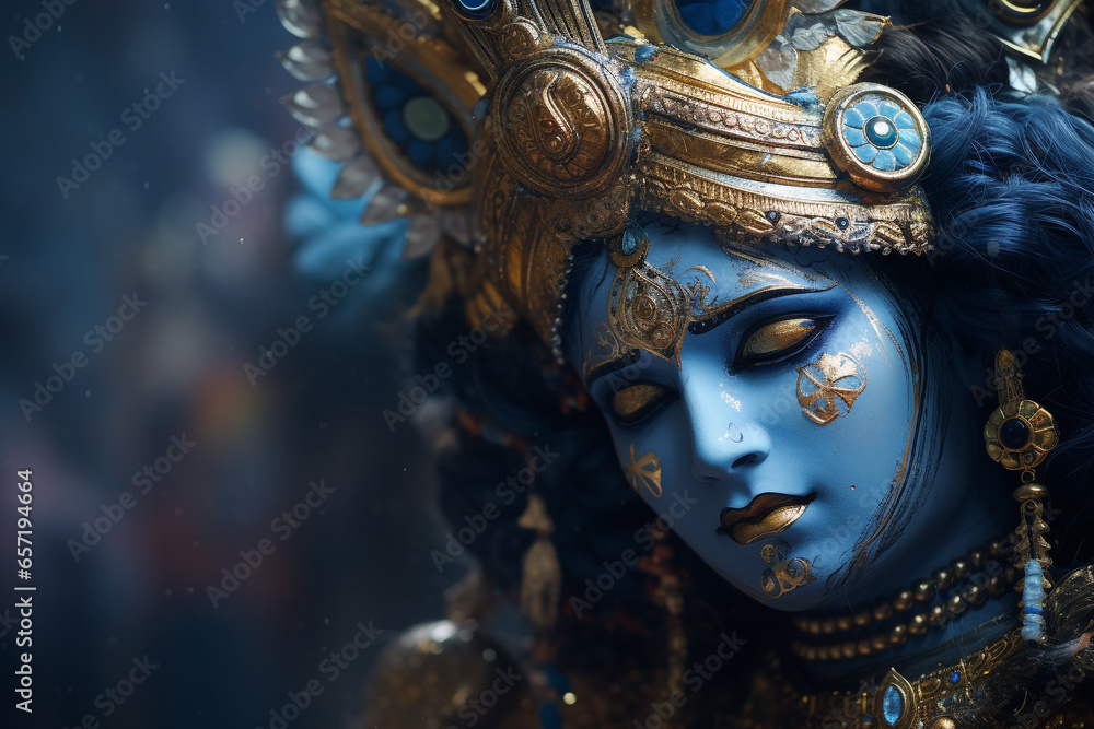 Culture and religious, states of mind concept. Lord Hindu god Krishna ...