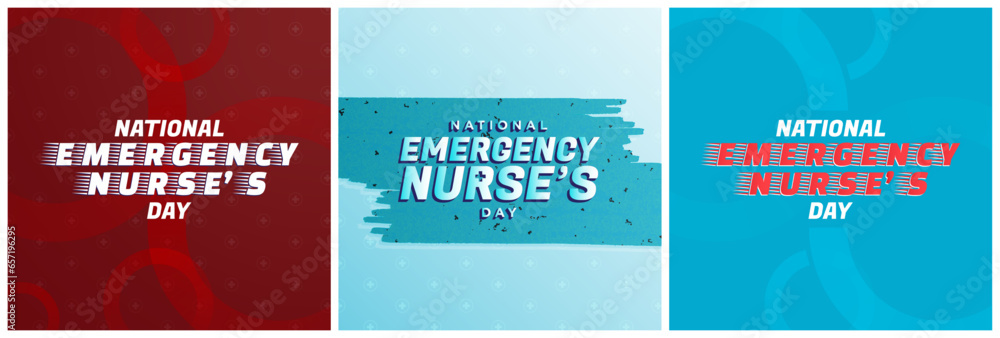 Set of National Emergency Nurse's day Greeting Card Artwork square ...