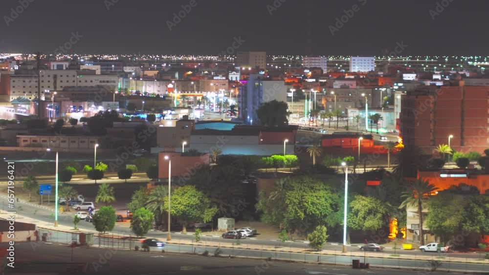 Yanbu, Saudi Arabia - Mar 09 2023, 4k, Aerial view panorama night city ...