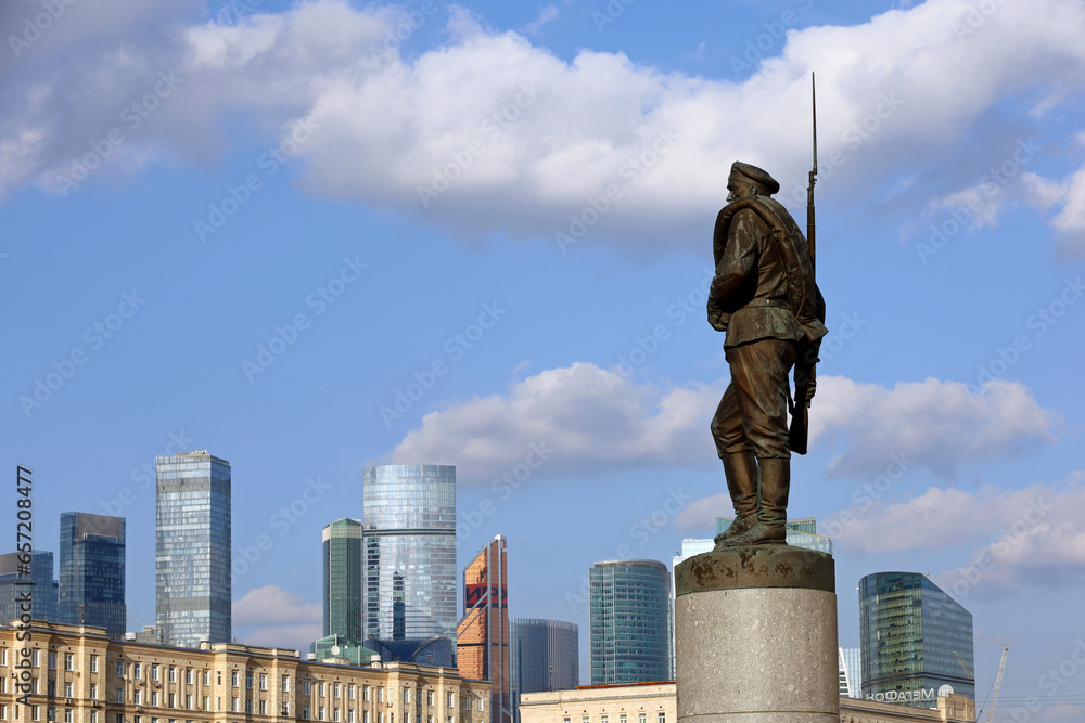 Moscow, Russia - October 1, 2023: Russian soldier, monument to the ...