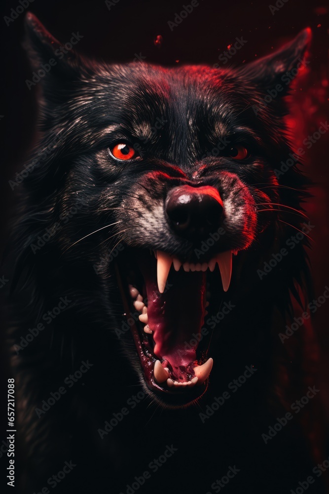 Foto de angry growling evil looking black werewolf, wolf, lycan ...