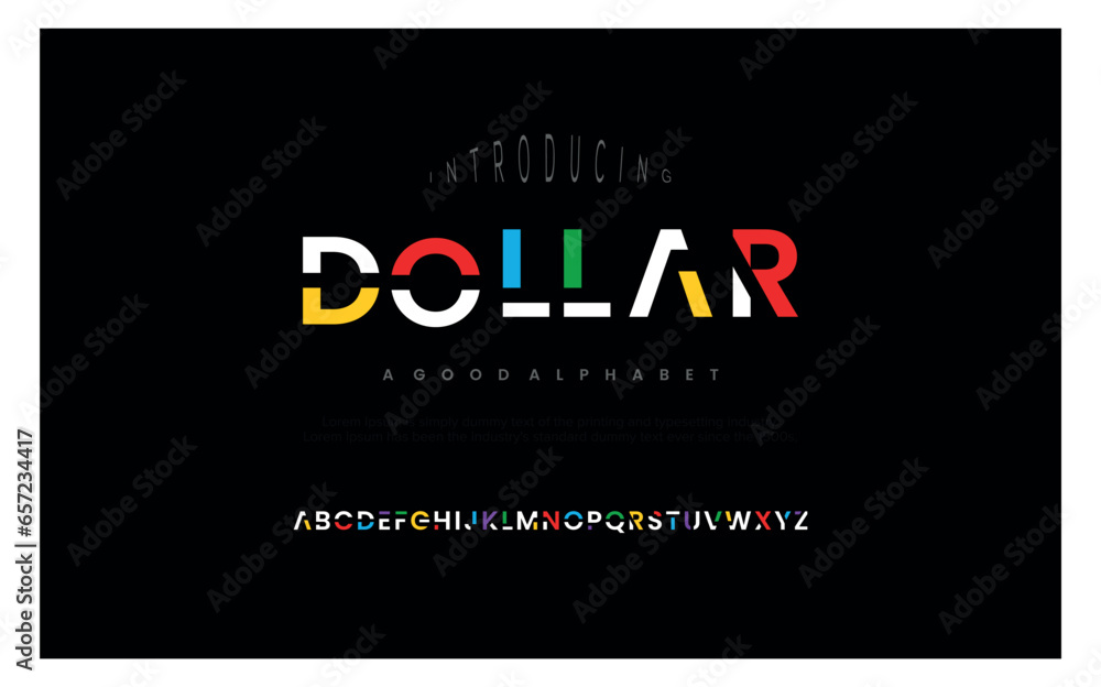 Dollar, a modern alphabet lowercase font. minimalist typography vector ...