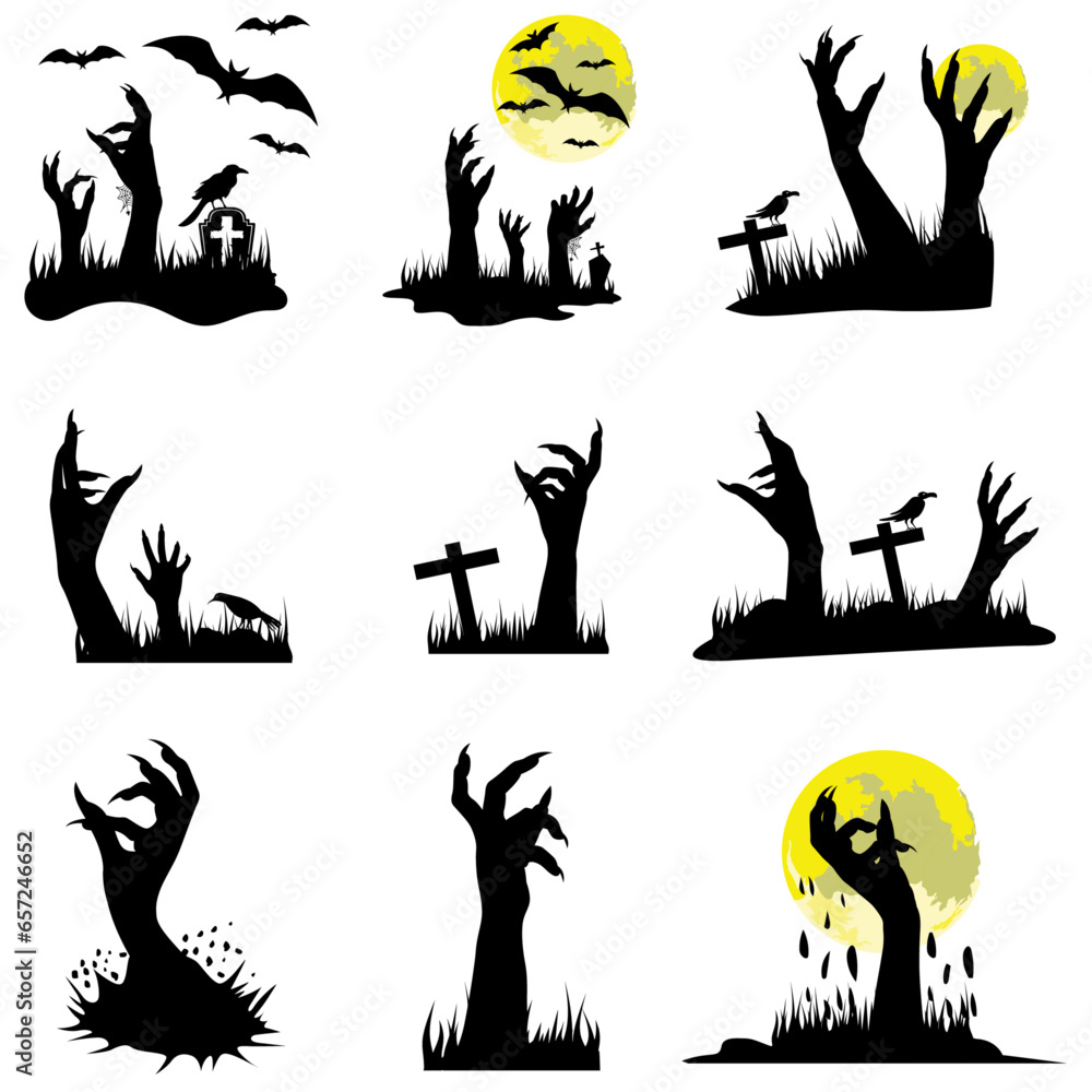 Zombie hands silhouette, Zombie Hands SVG Bundle, Halloween SVG Bundle ...