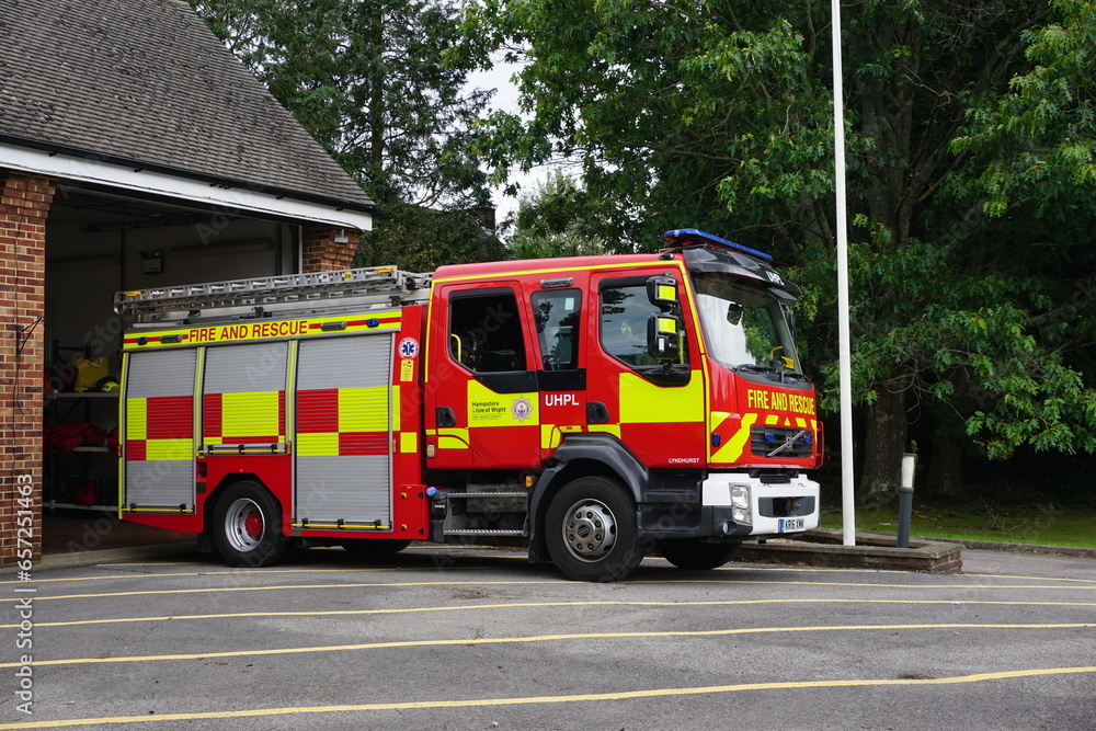 Lyndhurst England 18 July 2023 - A fire engine parked outside station ...