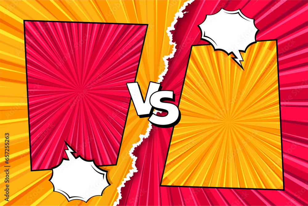 Cartoon comic background. Fight versus. Comics book colorful ...