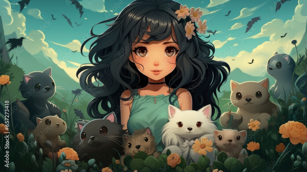 ultra detailed illustration of cute chibi girl, Background Images , HD ...