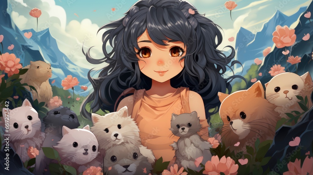 ultra detailed illustration of cute chibi girl, Background Images , HD ...