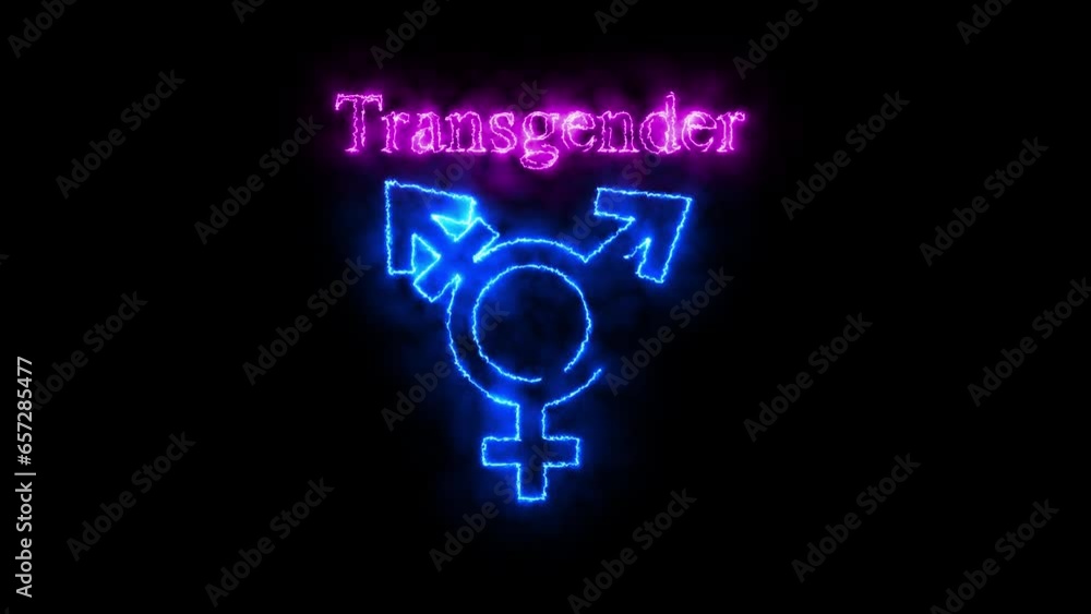 Neon Pink And blue Transgender Sign Animation On Black Background ...