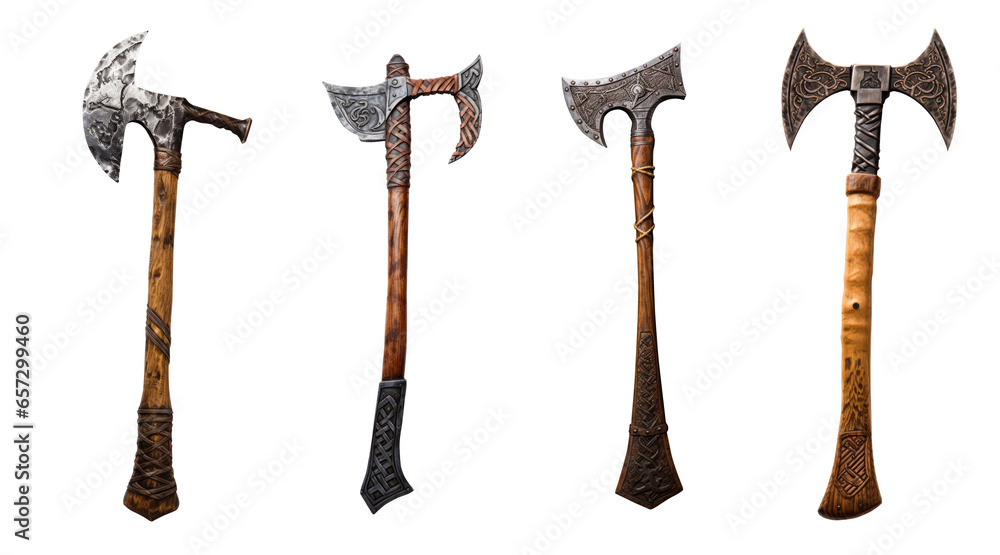 battle medieval axe. roman weapon. viking weaponry. wooden cable handle ...