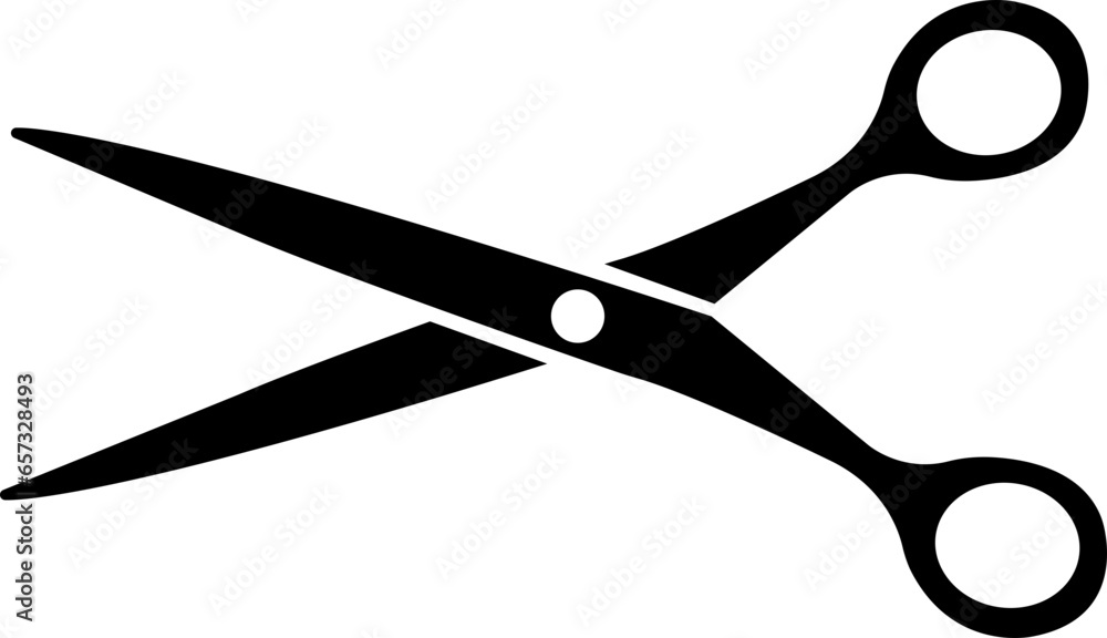 Scissor sign. Flat icon style. Scissors black on transparent background ...