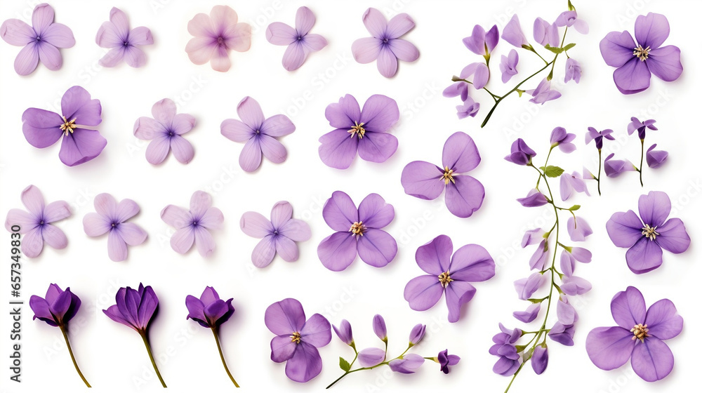 Watercolor clipart set. Collection of lilac, violet, purple plants ...