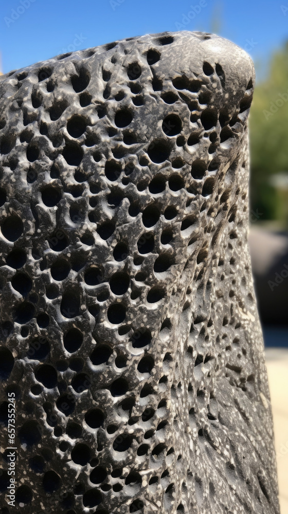 Texture of a diorite sculpture with a speckled appearance, highlighting ...