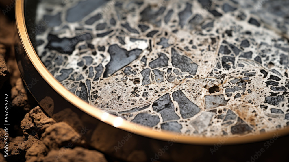 A glimpse at the speckled texture of diorite under a magnifying glass ...